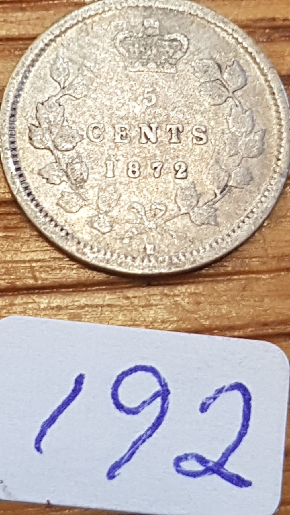 1872-H Canada 5 cent piece