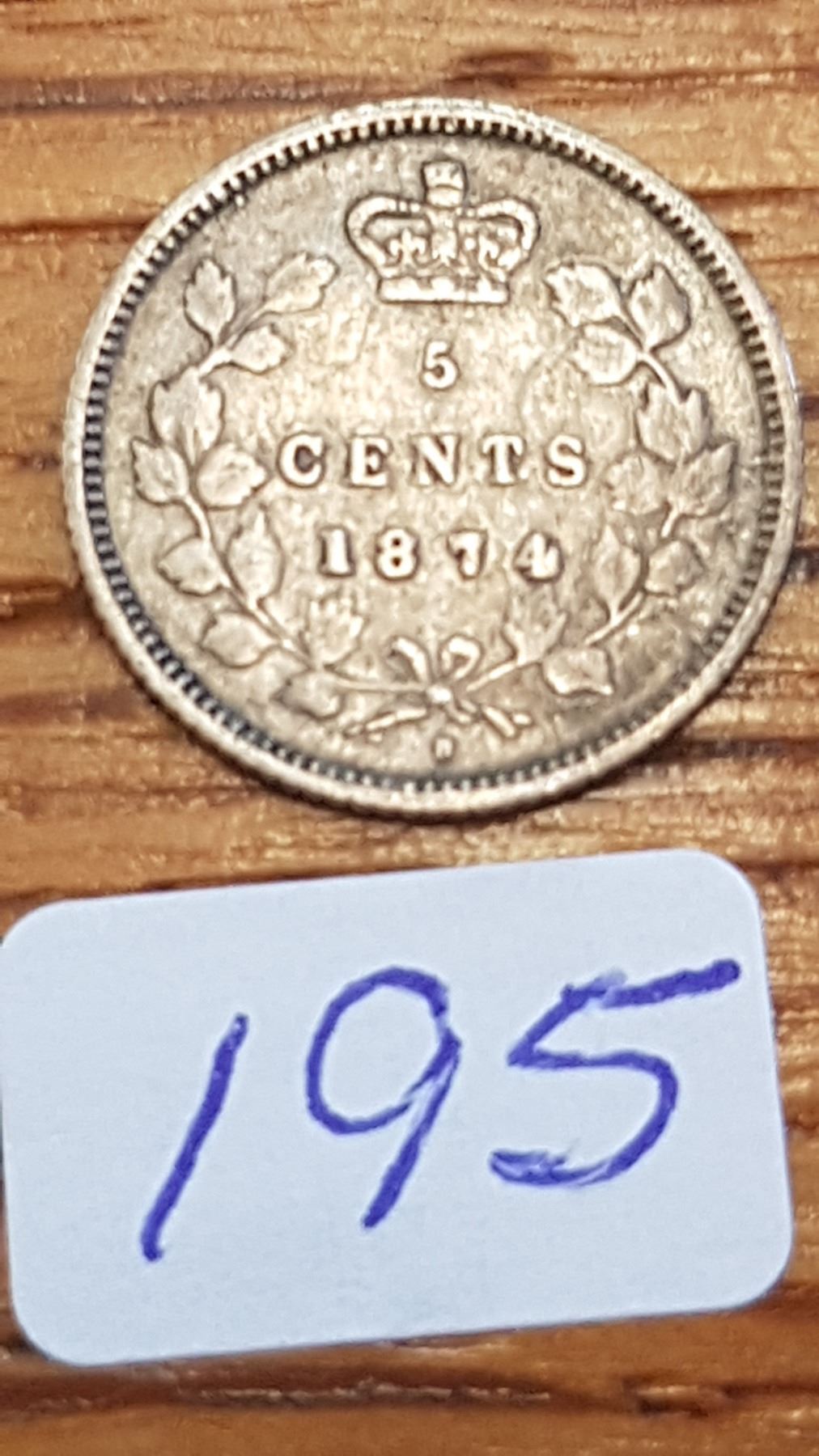 1874-H Canada 5 cent piece