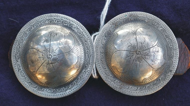 2 inch silver loop back conchos, marked GJW