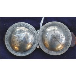 2 inch silver loop back conchos, marked GJW