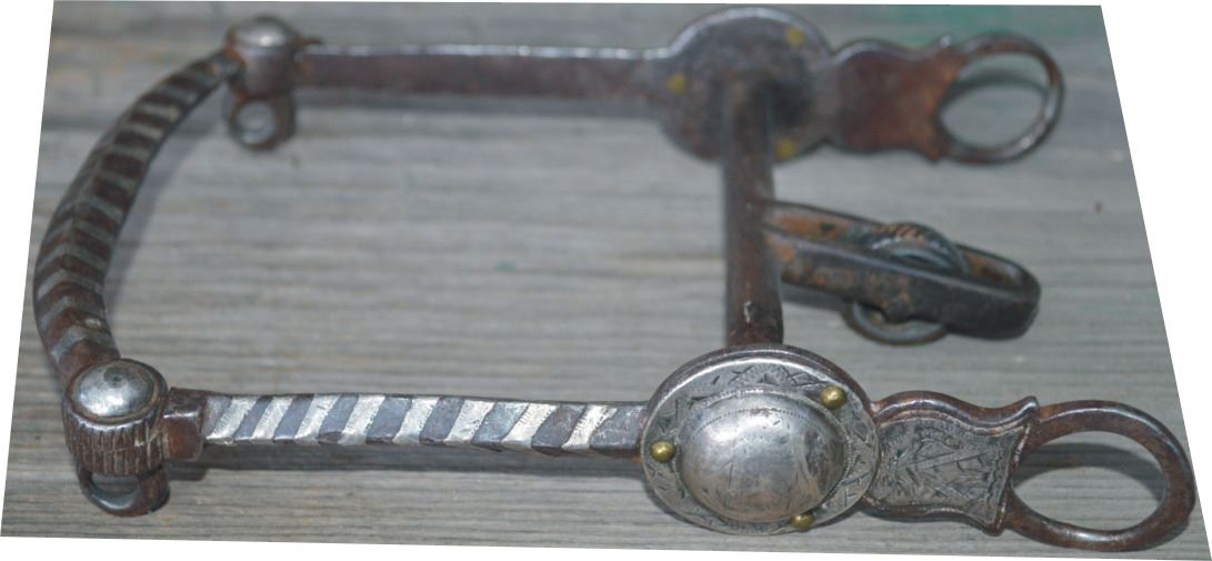 G S Garcia silver inlaid Las Cruces half breed bit