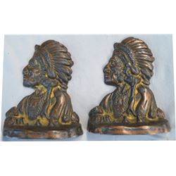 early bronze Indian head bookends