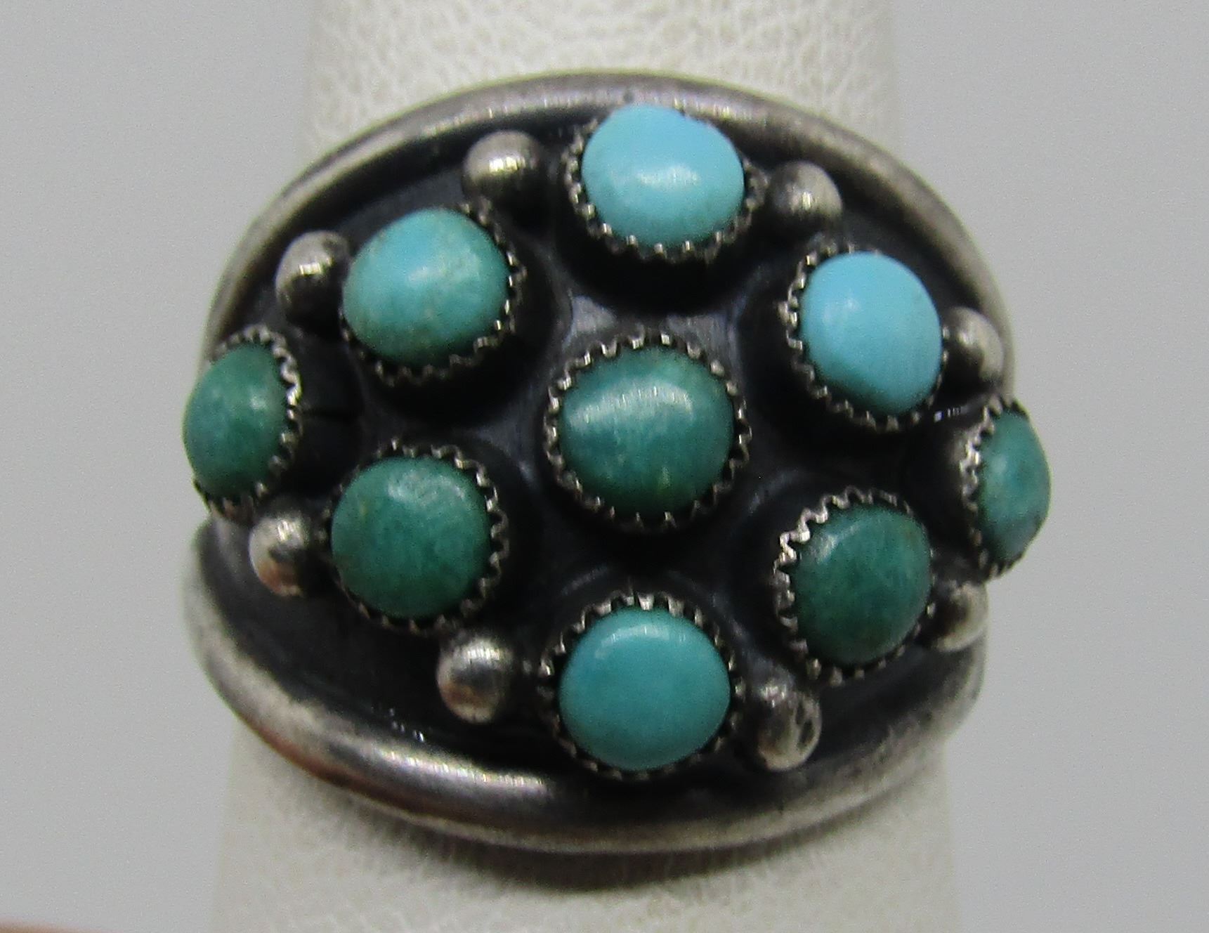 SNAKE EYE TURQUOISE RING STERLING SILVER SIZE 7