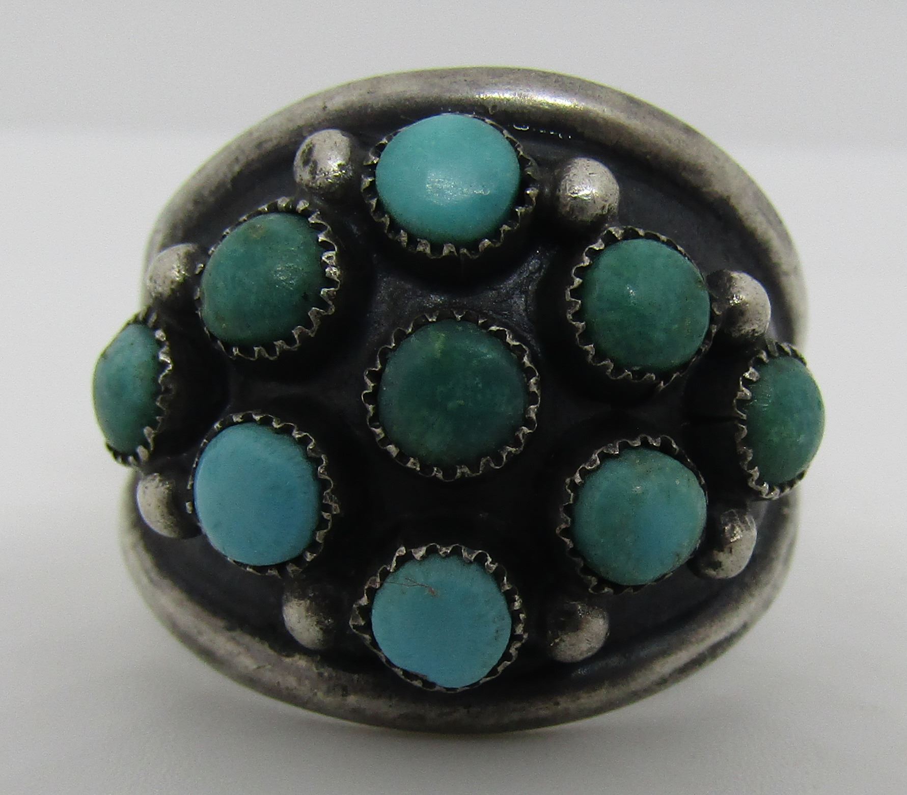 SNAKE EYE TURQUOISE RING STERLING SILVER SIZE 7