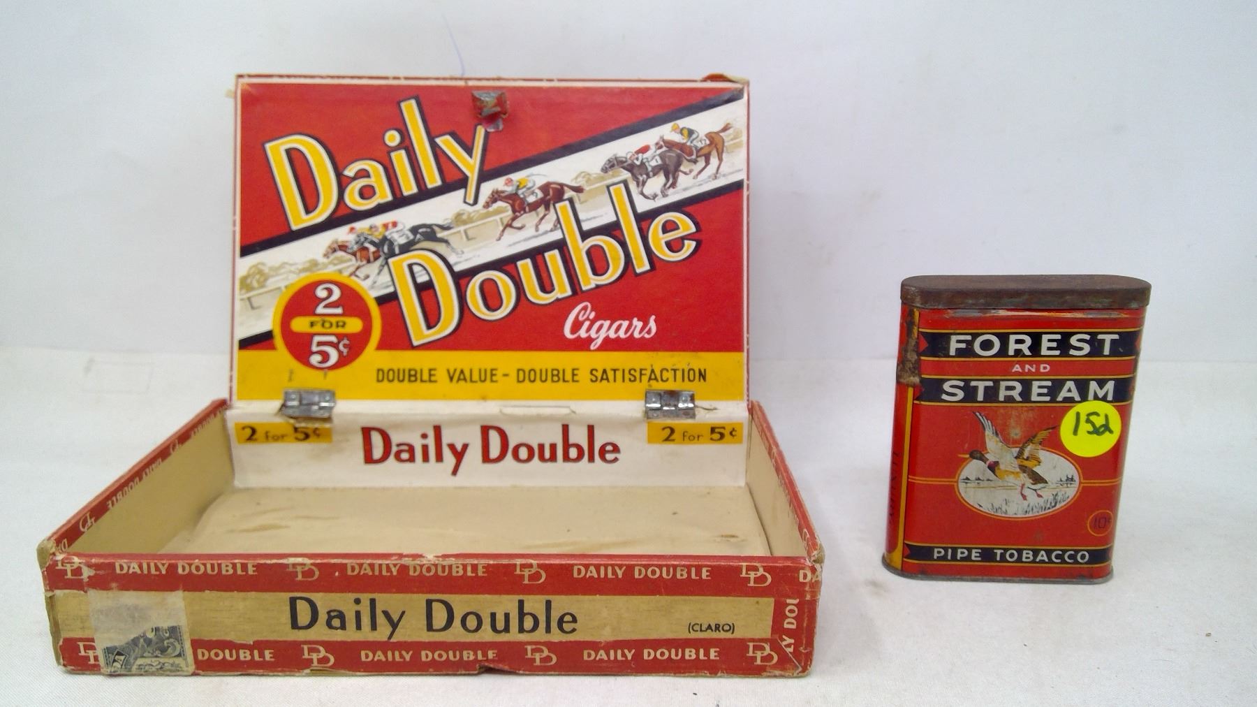 DAILY DOUBLE CIGAR BOX + FOREST & STREAM PIPE TOBACCO TIN - Schmalz ...