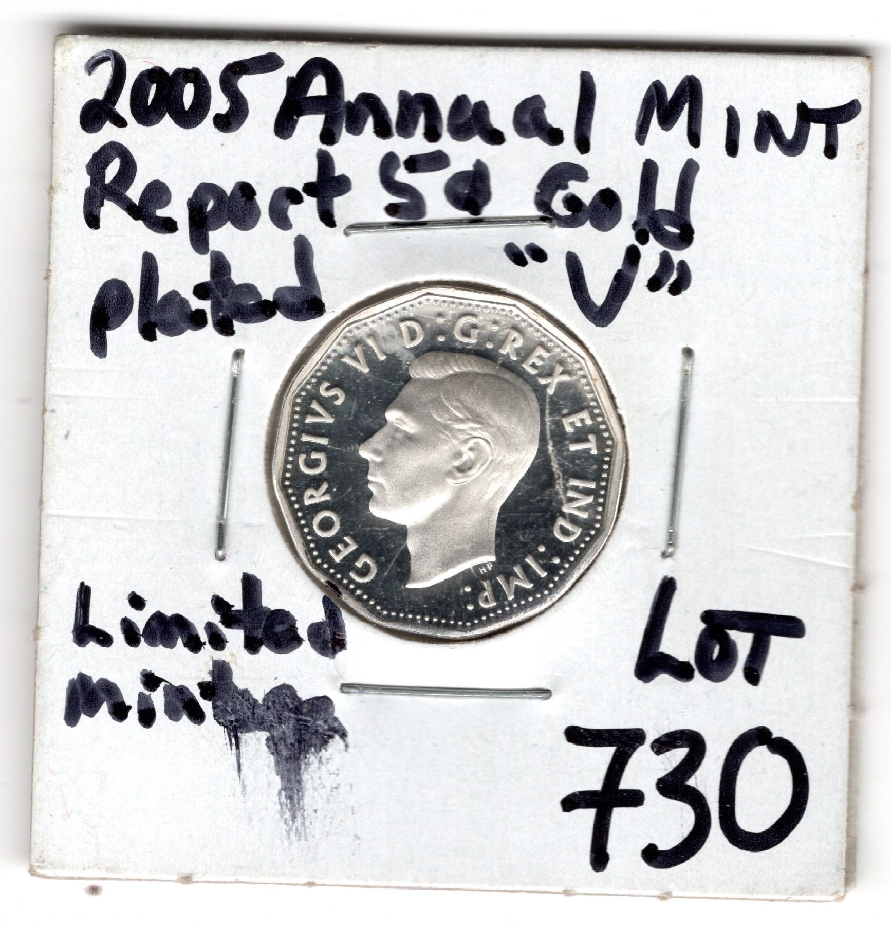 2005 GOLD PLATED FIVE CENTS FROM RC MINT ANNUAL REPORT LIMITED MINTAGE