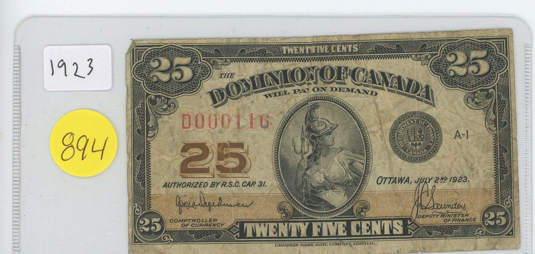 1923 Canadain Shin Plaster - Schmalz Auctions