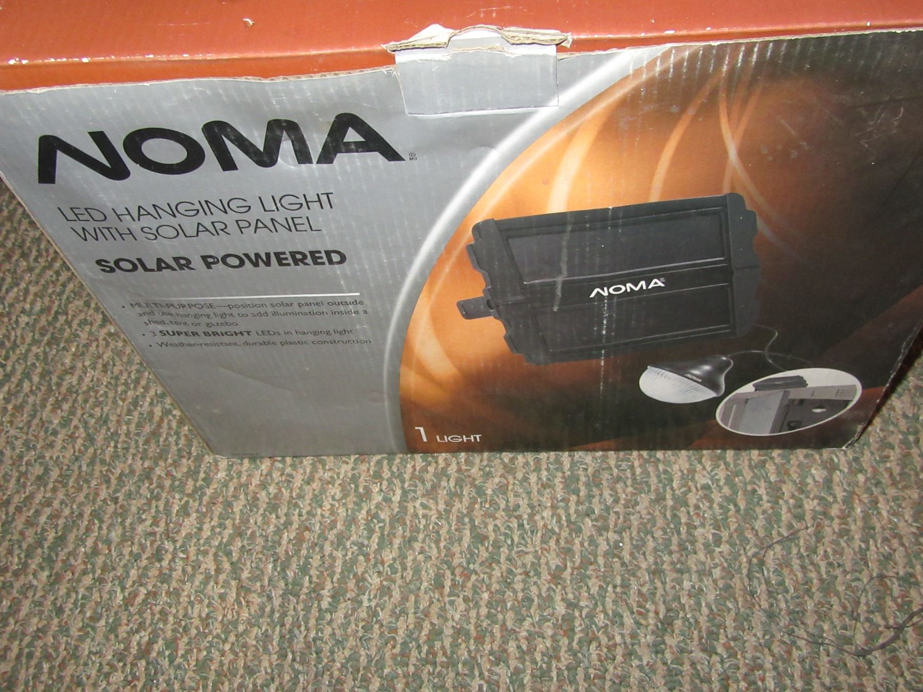 NOMA LED HANGING LIGHT WITH SOLAR PANEL IN ORIGINAL BOX