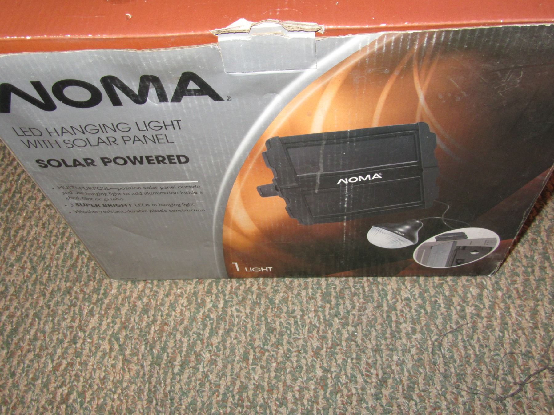 NOMA LED HANGING LIGHT WITH SOLAR PANEL IN ORIGINAL BOX