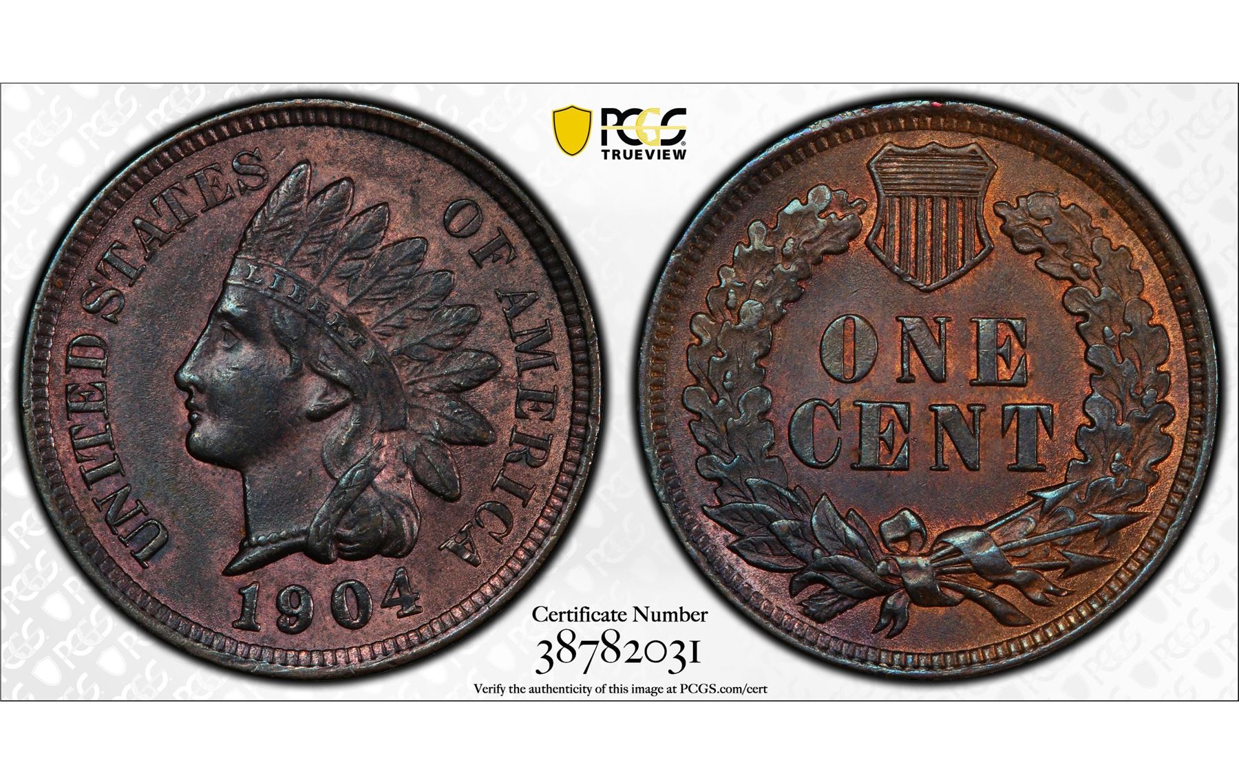 UNITED STATES 1 Cent 1904 PCGS Graded MS63 BR Indian Head Type united-states-1-cent-1904-pcgs-graded-ms63-br-indian-head-type