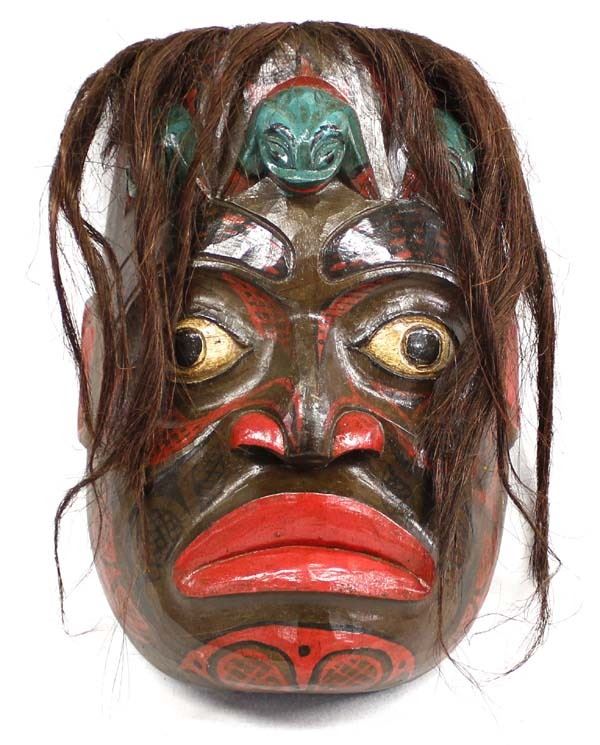 Northwest Coast Carved Cedar Wood Mask