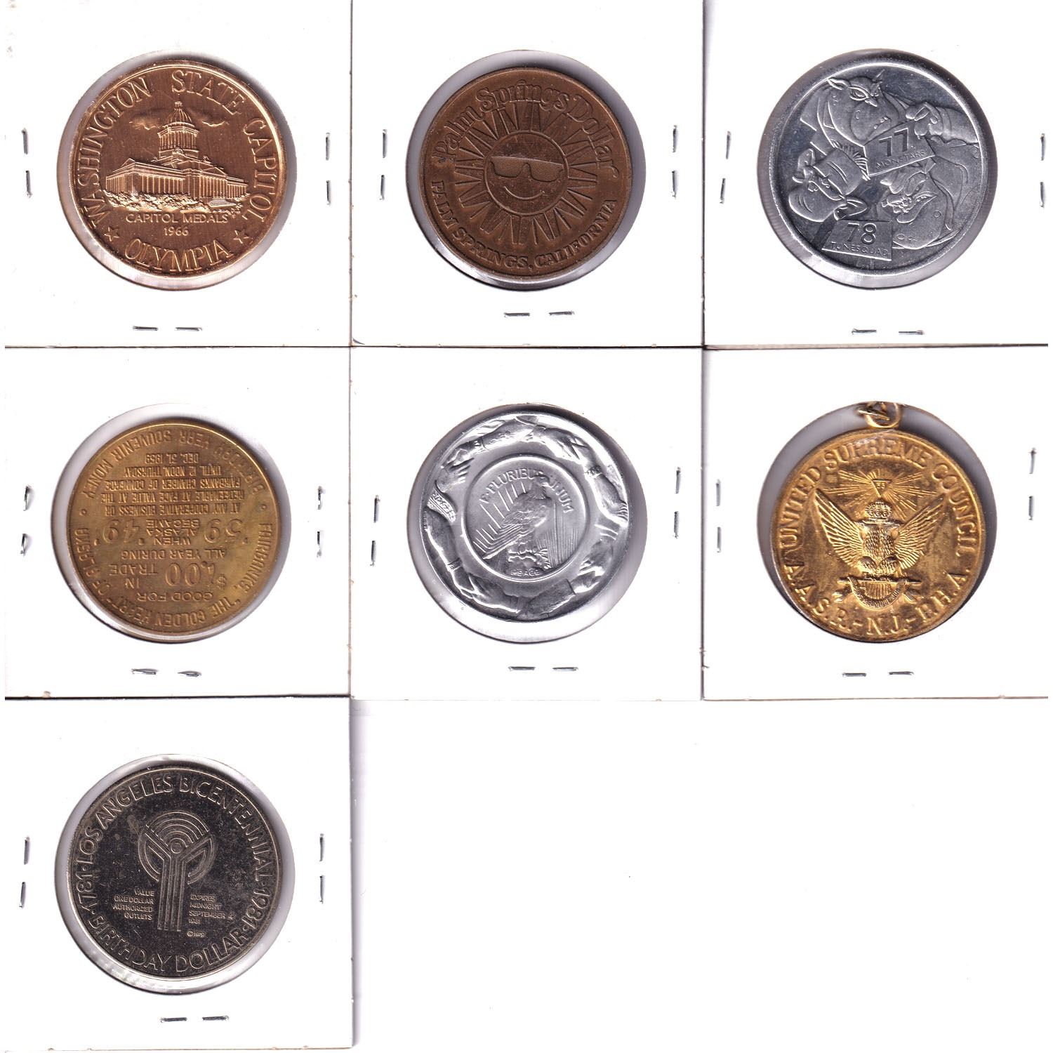 Lot of USA Tokens and Medallions - 1889-1966 the Seal of the State of ...