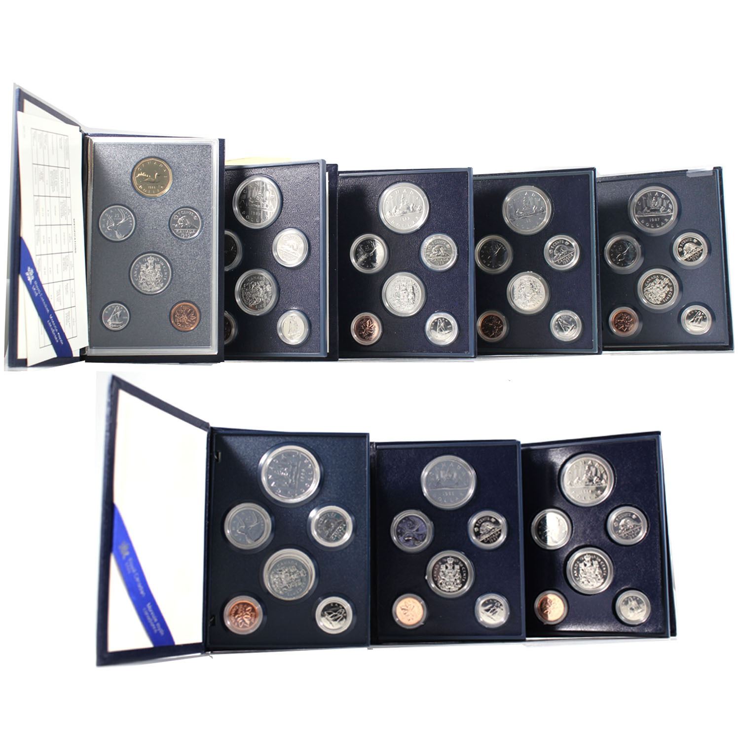 1981-1989 (missing 1988) Canada Specimen Sets (1982 5-cent capsule ...
