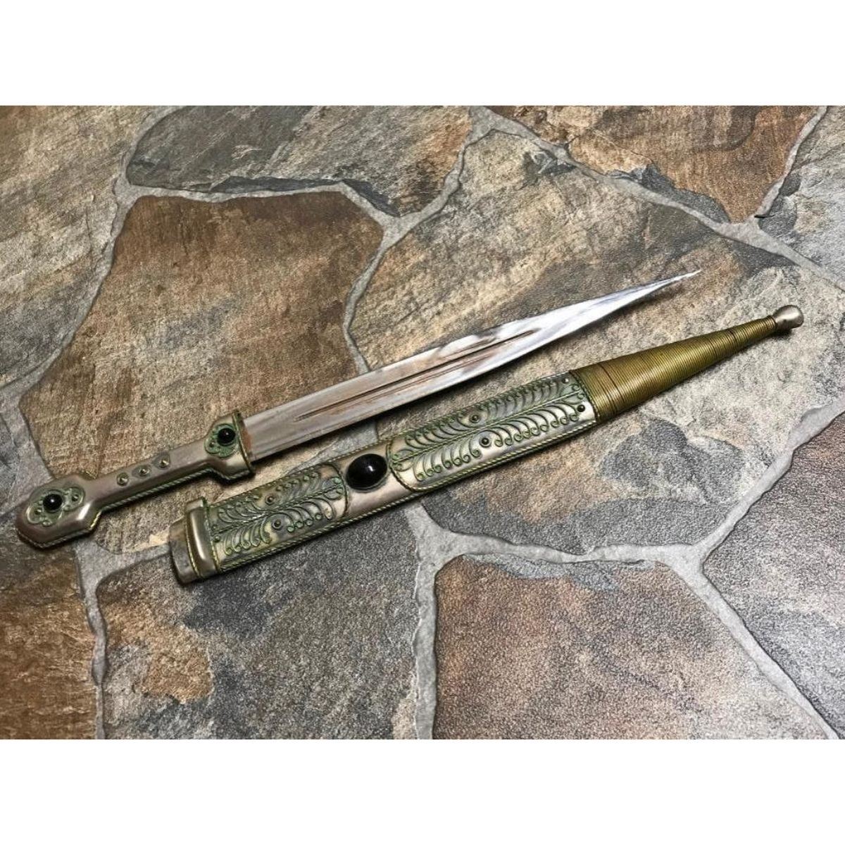 c.1890 Circassian Khanjali Jeweled Dagger