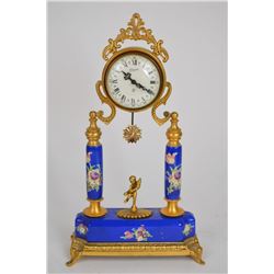 French-Style Bronze and Porcelain Mantle Clock by Limoges French