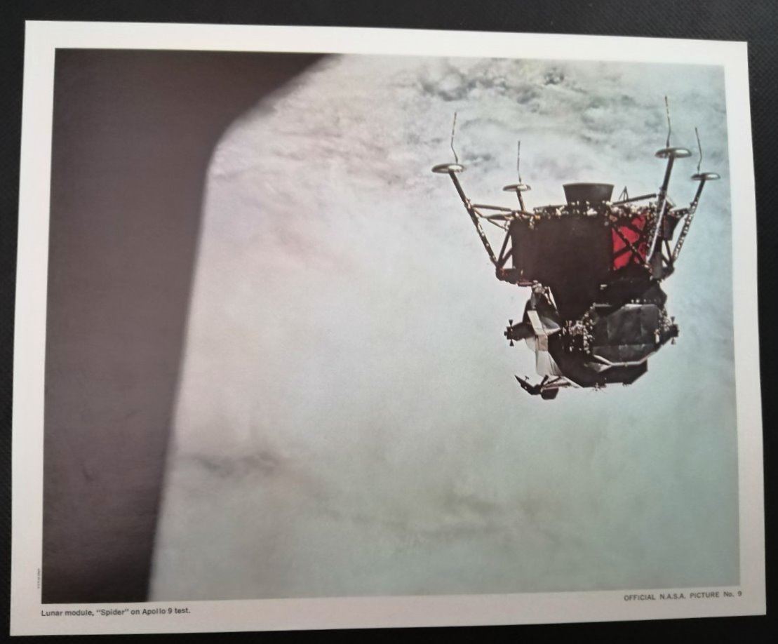 LUNAR MODULE, "SPIDER" ON APOLLO 9 TEST. LITHOGRAPH.