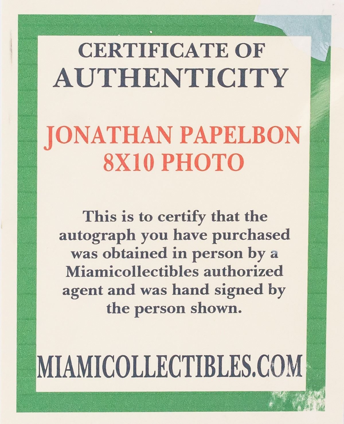 Jonathan Papelbon 1980- American Autographed Photo