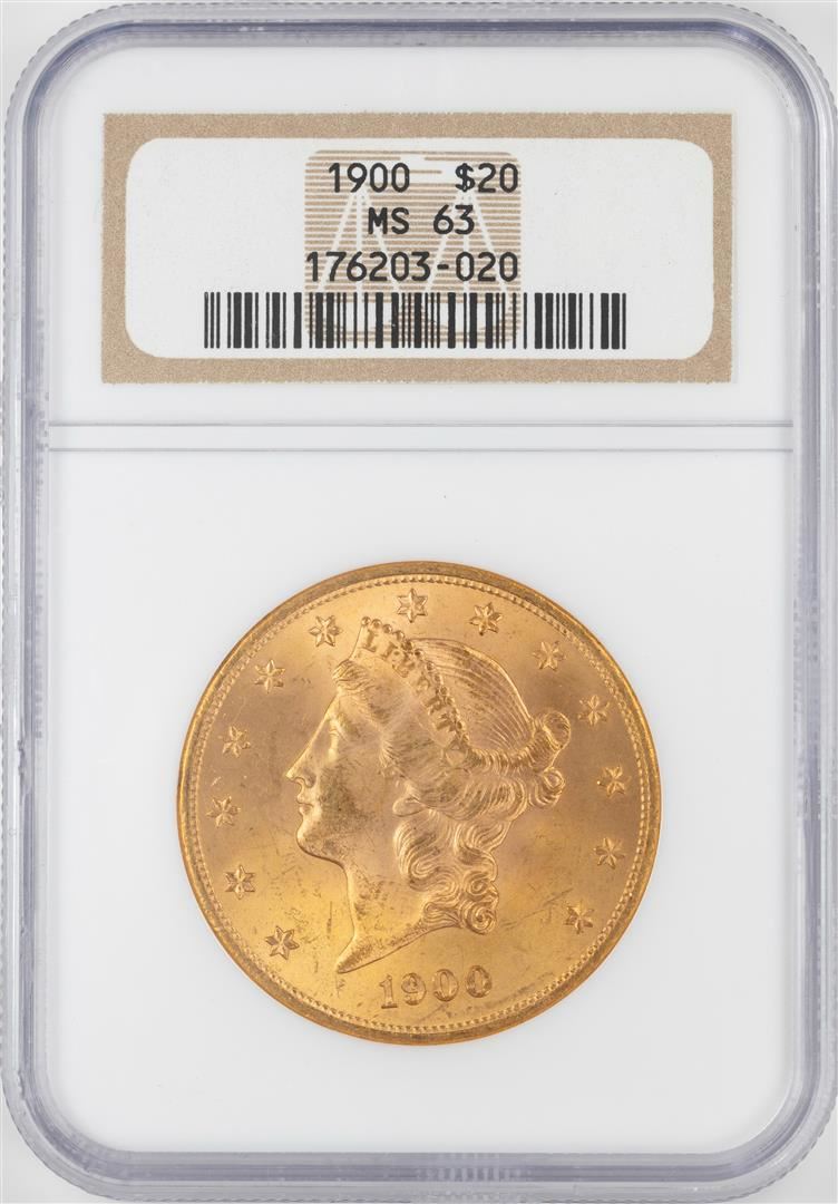 1900 $20 Liberty Head Double Eagle Gold Coin NGC MS63 - BK Auctions