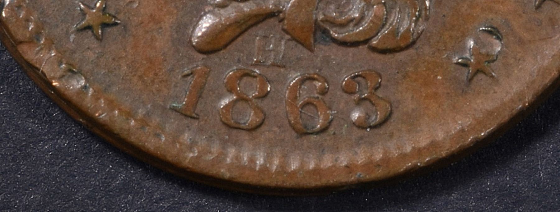 1863-H NOT ONE CENT CIVIL WAR TOKEN XF