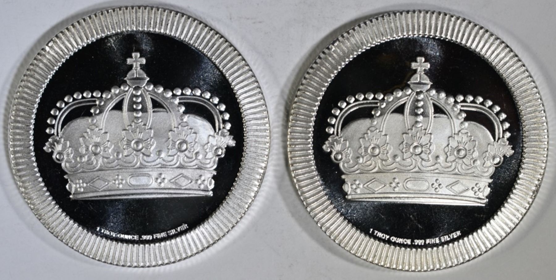 2-SILVERTOWNE STACKABLE CROWN 1oz SILVER ROUNDS