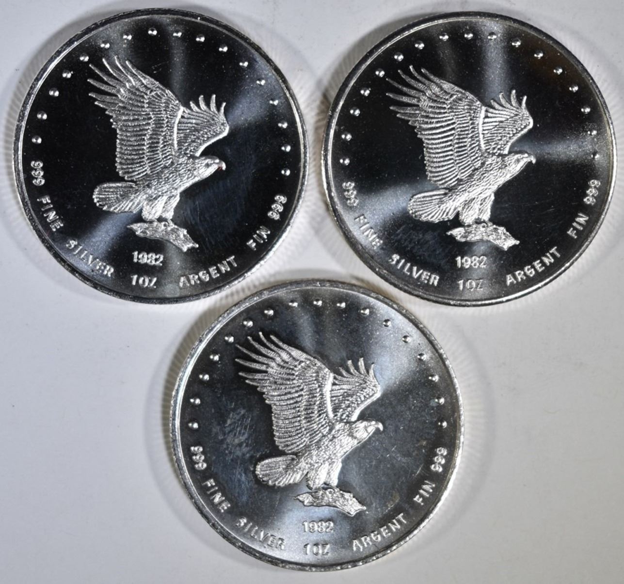 3-MONEX 1oz .999 SILVER ROUNDS