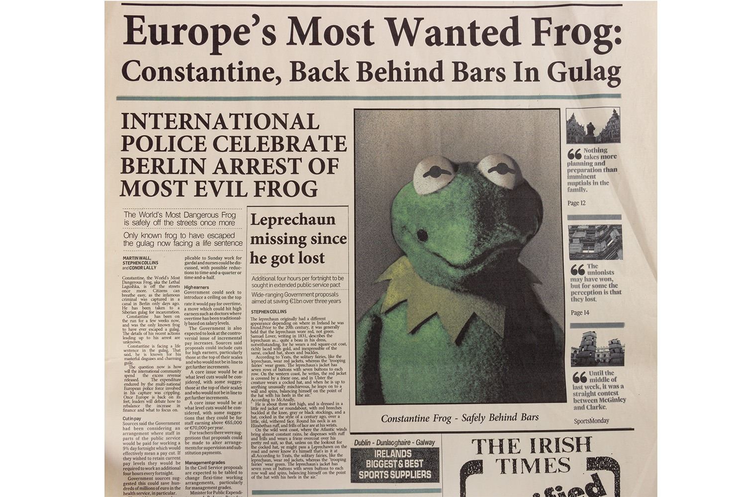 Muppets Most Wanted Newspaper Prop.