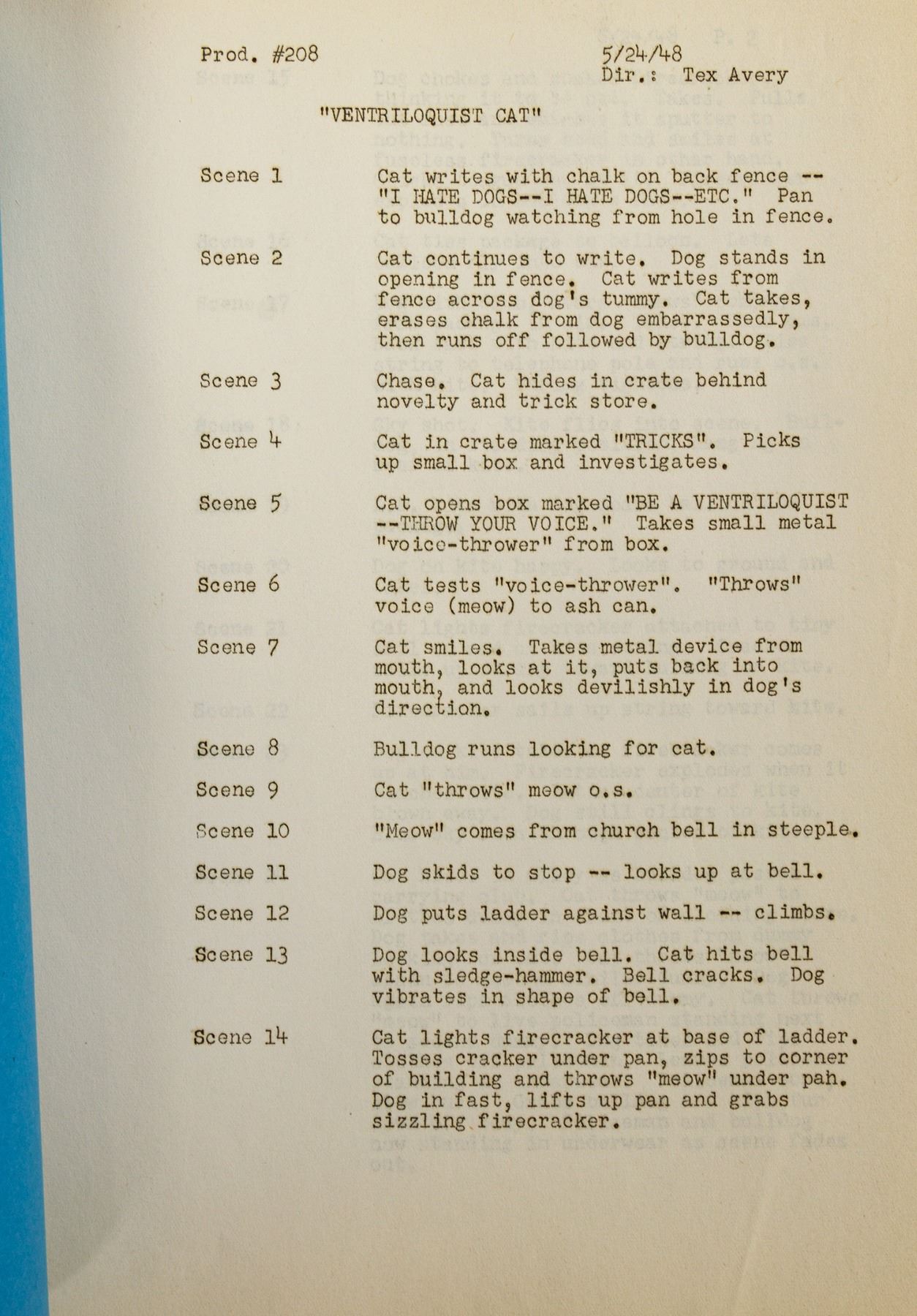 "Ventriloquist Cat" Script.