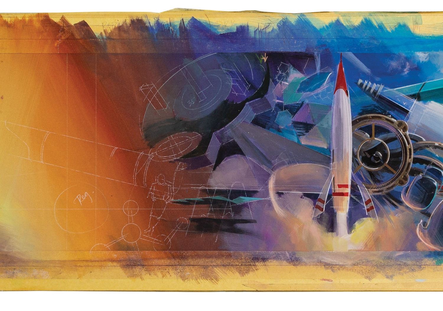 Original New Tomorrowland Mural Concept Painting.