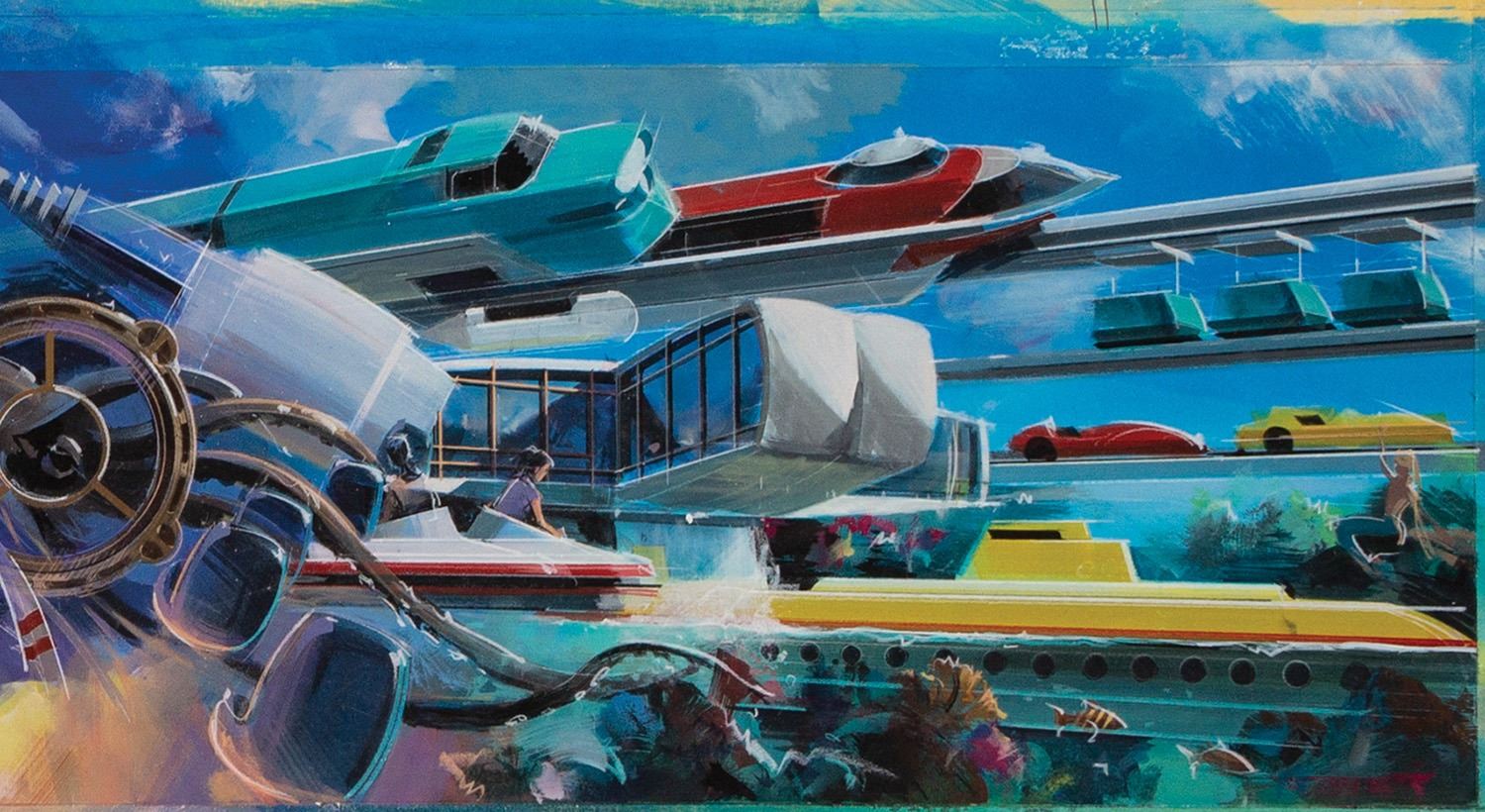 Original New Tomorrowland Mural Concept Painting.