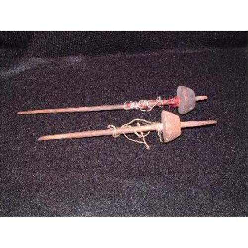 Peruvian Inca period pair of wool spindle #862180