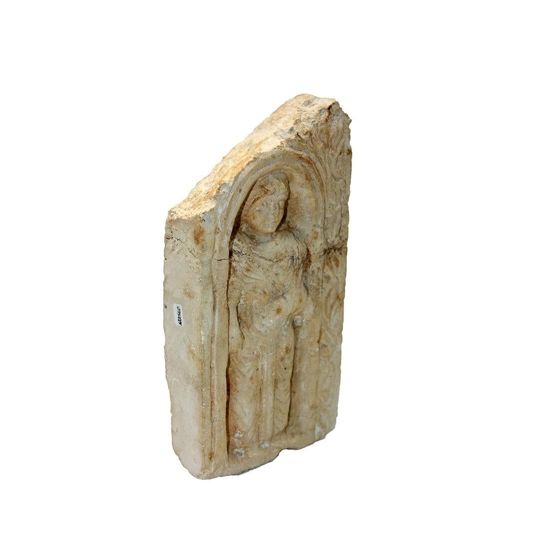 Ancient Roman Limestone Relief with Female figure