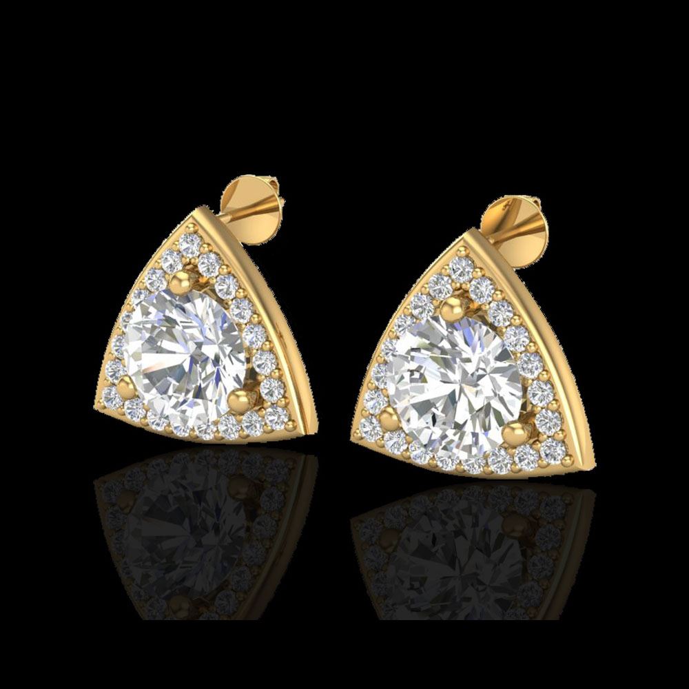 3 ctw Micro Pave VS/SI Diamond Certified Stud Earrings 18K Yellow Gold