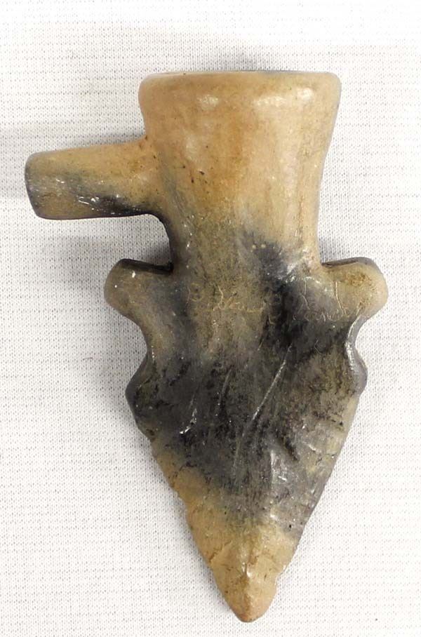 Catawba Pottery Arrowhead Pipe by D. Hawk Sanders