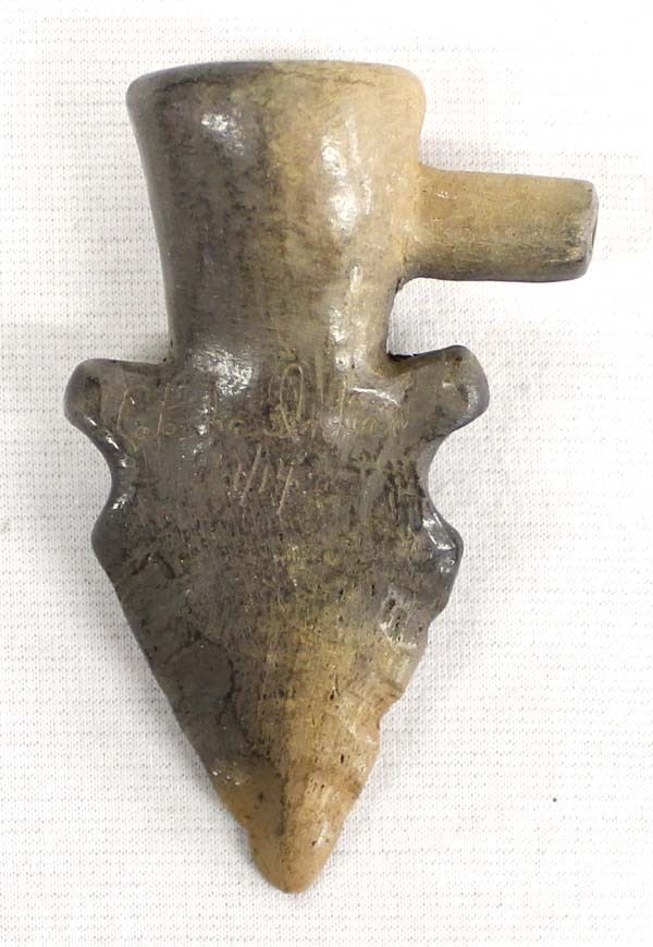 Catawba Pottery Arrowhead Pipe by D. Hawk Sanders
