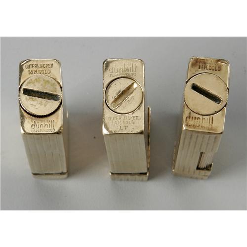 THREE 14K GOLD DUNHILL LIGHTERS THREE 14K GOLD DUNHILL LIGHTERS