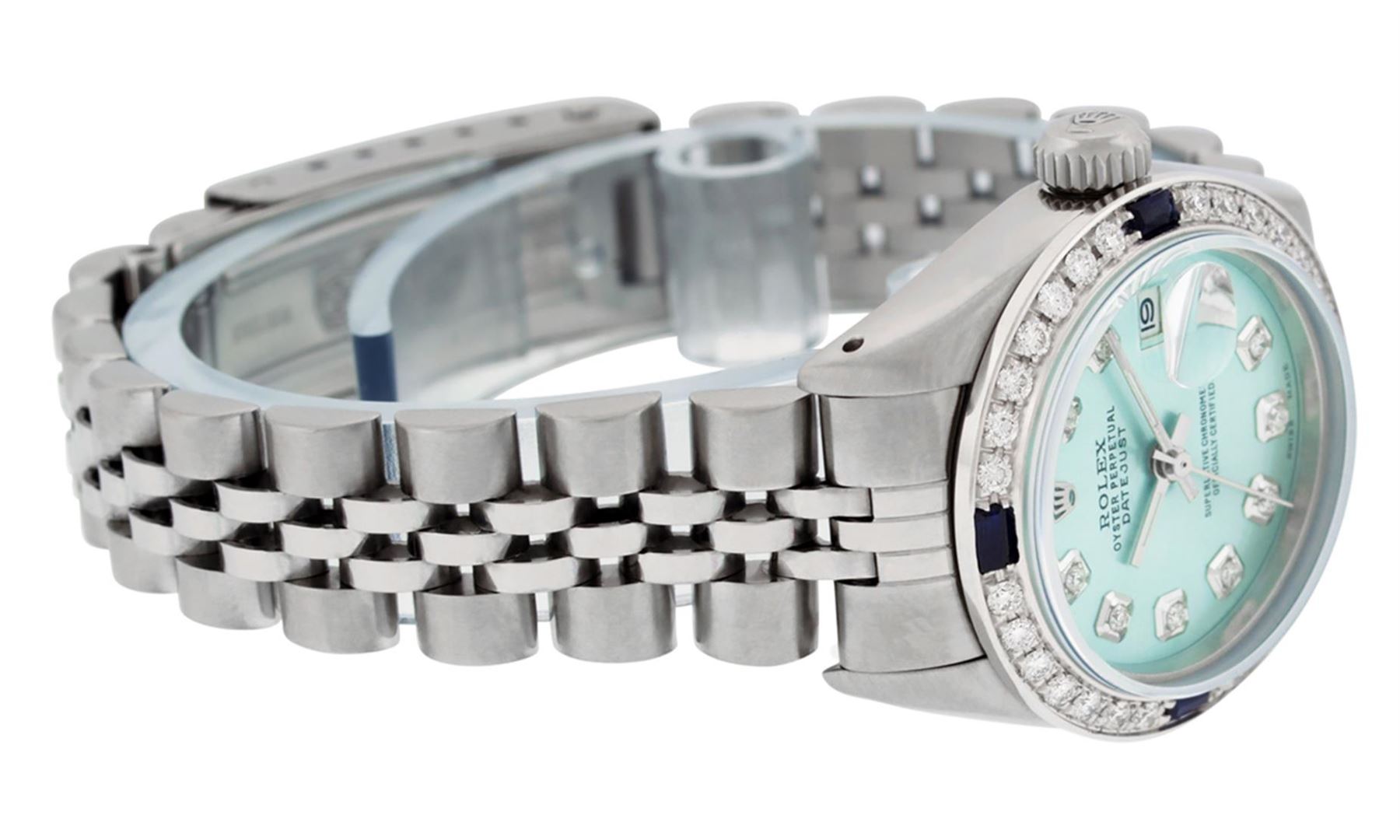 Rolex Ladies Stainless Steel Ice Blue Diamond & Sapphire Datejust ...