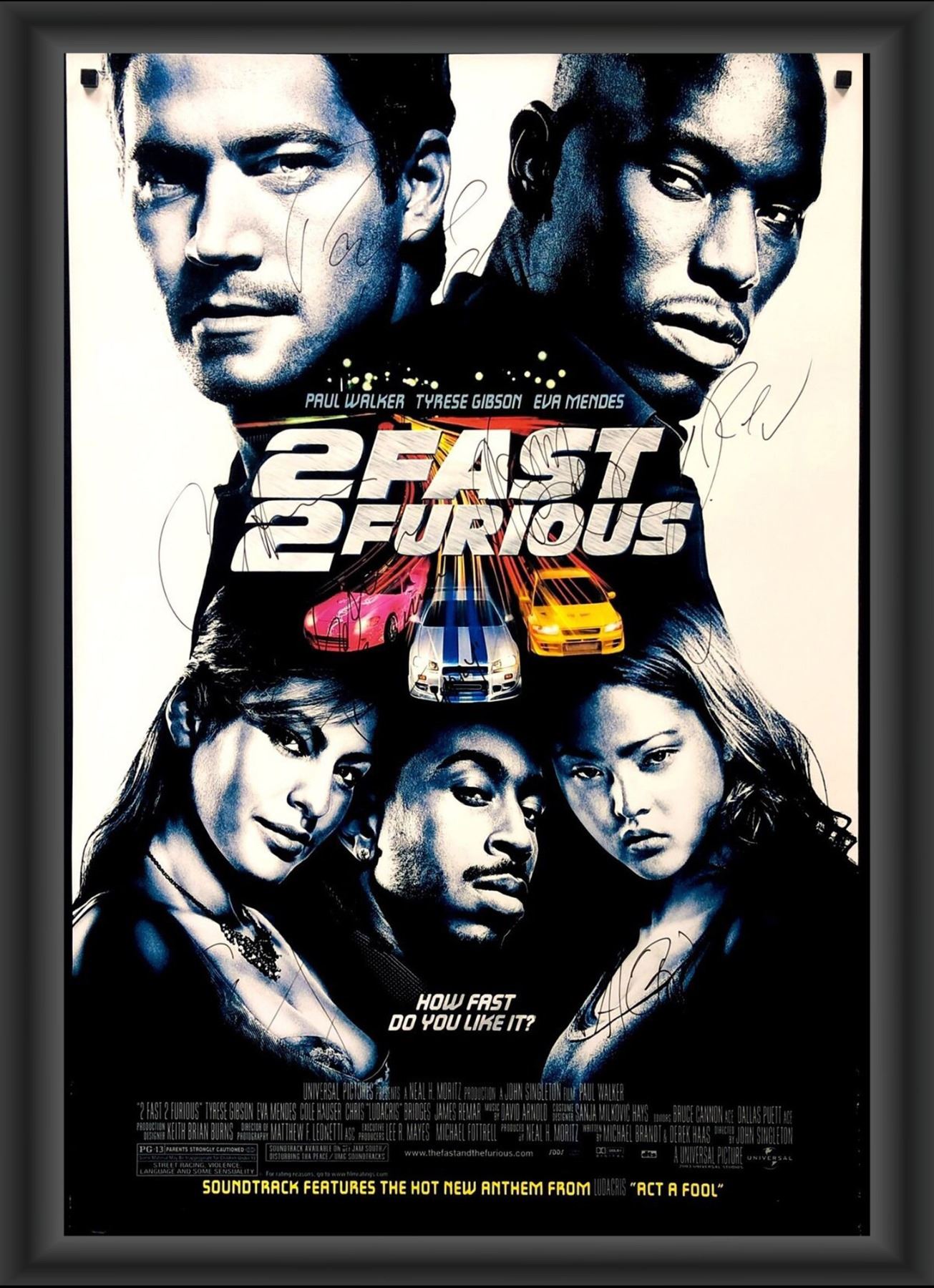 Signed 2Fast 2Furious Movie Poster