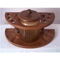 Dun -Rite (6) Pipe Stand w/Amber Tobacco Jar #888290