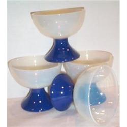 RARE Four Fry Foval Delft Trimmed Sherbets #896130