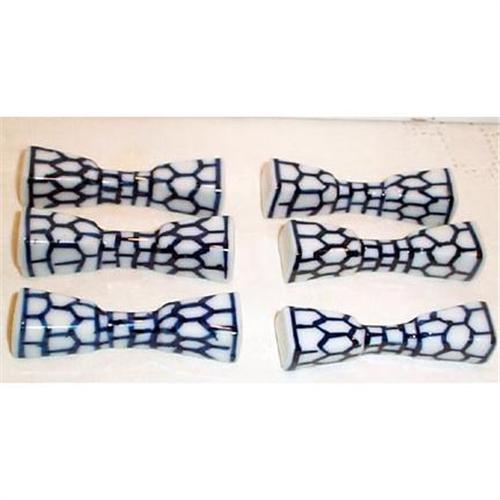 Six Porcelain Blue and White Knife Rests #863533