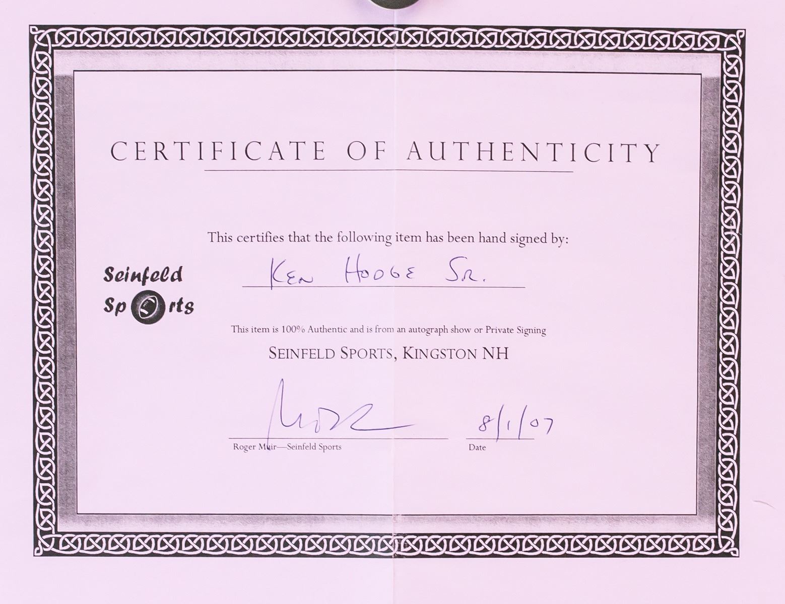 Ken Hodge Sr. 1944- Canadian Autographed Photo COA