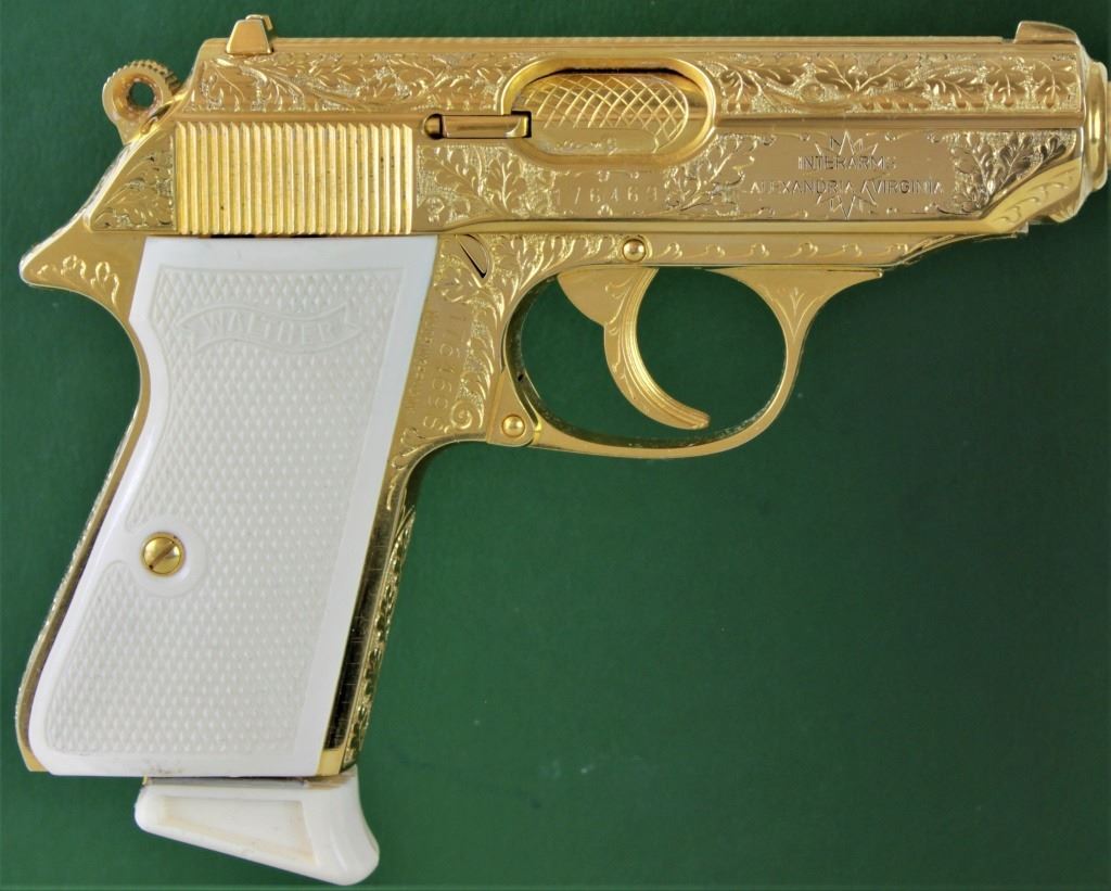 Factory engraved and gold washed Walther PPK/S 9mm SN 1764695 semi auto ...