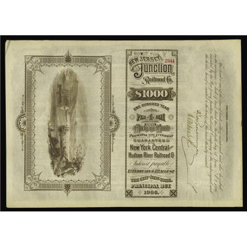 J.P. Morgan signed NJ Junction Railroad Company Bond New Jersey ...
