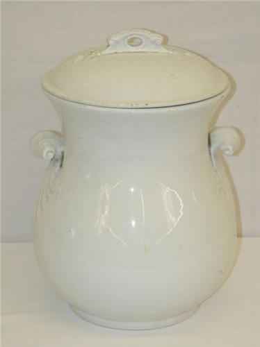 14 WHITE IRONSTONE SLOP JAR W/ COVER M