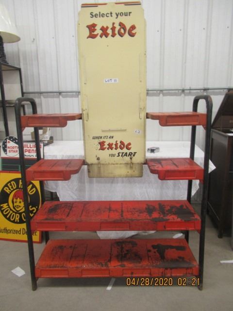 LZ-Metal Exide Battery Rack - Vintage Height og Rack & Sign 73"- Width ...