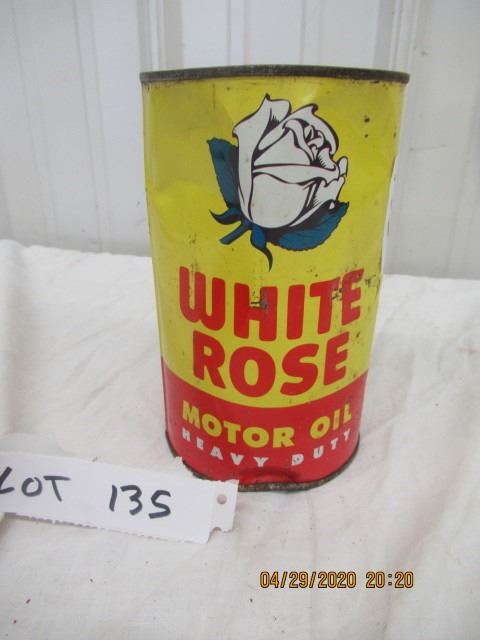 CH-White Rose Motor Oil H. D. Quart Can Never Opened w Produt- Vintage