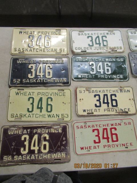 SEW - 1951 -1976 SK License Plates - Exc Condition Same Plate - 346 ...