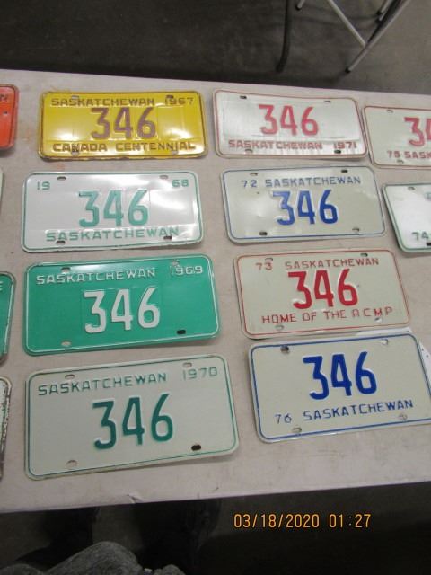 SEW - 1951 -1976 SK License Plates - Exc Condition Same Plate - 346 ...