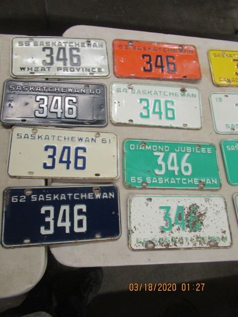 SEW - 1951 -1976 SK License Plates - Exc Condition Same Plate - 346 ...