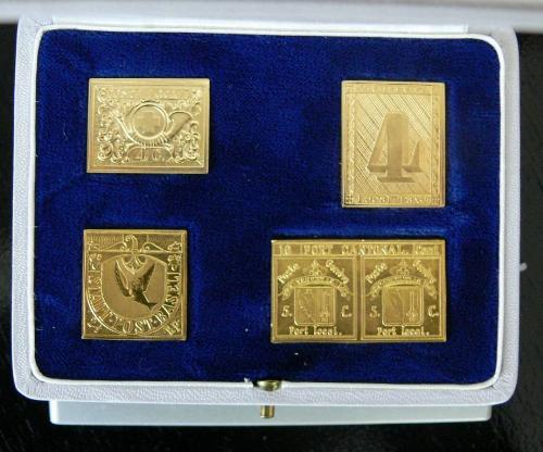 Set of Postage Stamps made of gold